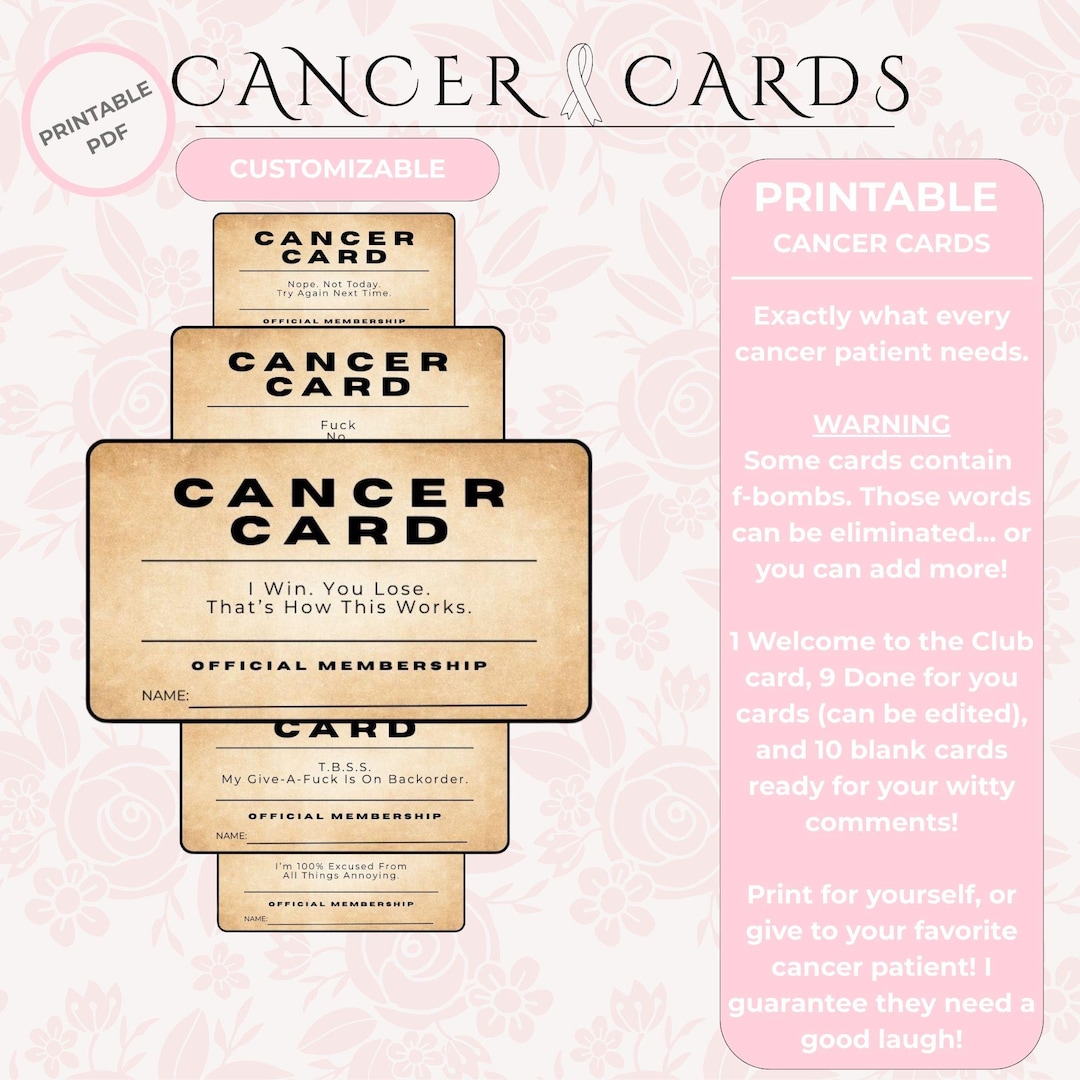 PRINTABLE CANCER CARDS | Cancer Gift | Funny Cancer Gift | Official ...
