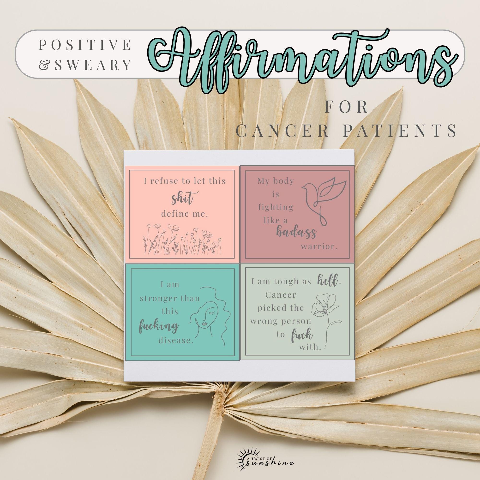 SWEARY AFFIRMATION CARDS for Cancer Patients | Cancer Gift | Fuck ...