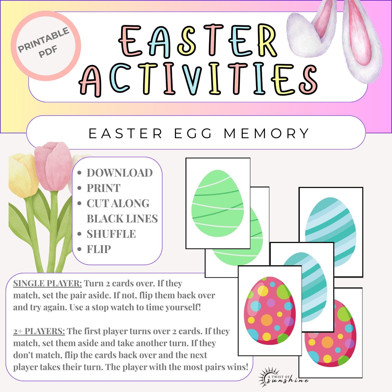 PRINTABLE EASTER ACTIVITIES for Kids | Easter Egg Memory Cards | Easter ...