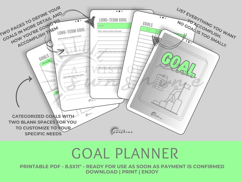 GOAL SETTING TEMPLATE | Printable Goal Journal | Goal Planning ...