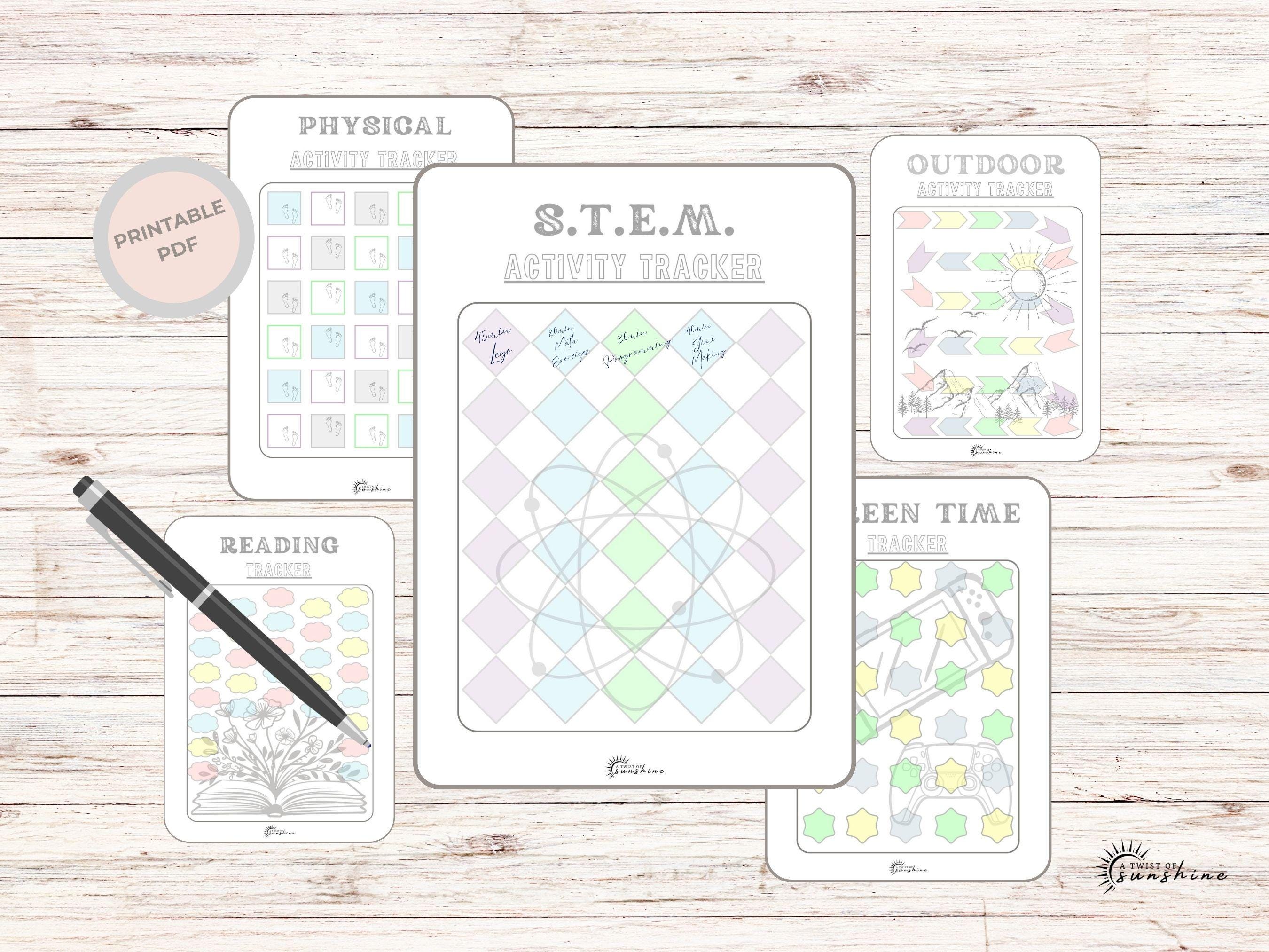 PRINTABLE TRACKER BUNDLE | Reading Tracker | Physical Activity Tracker ...