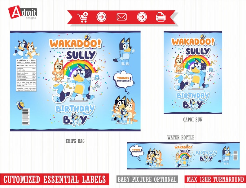 Bluey Chip Bag Label Bluey Birthday Printable Labels Bluey | Etsy