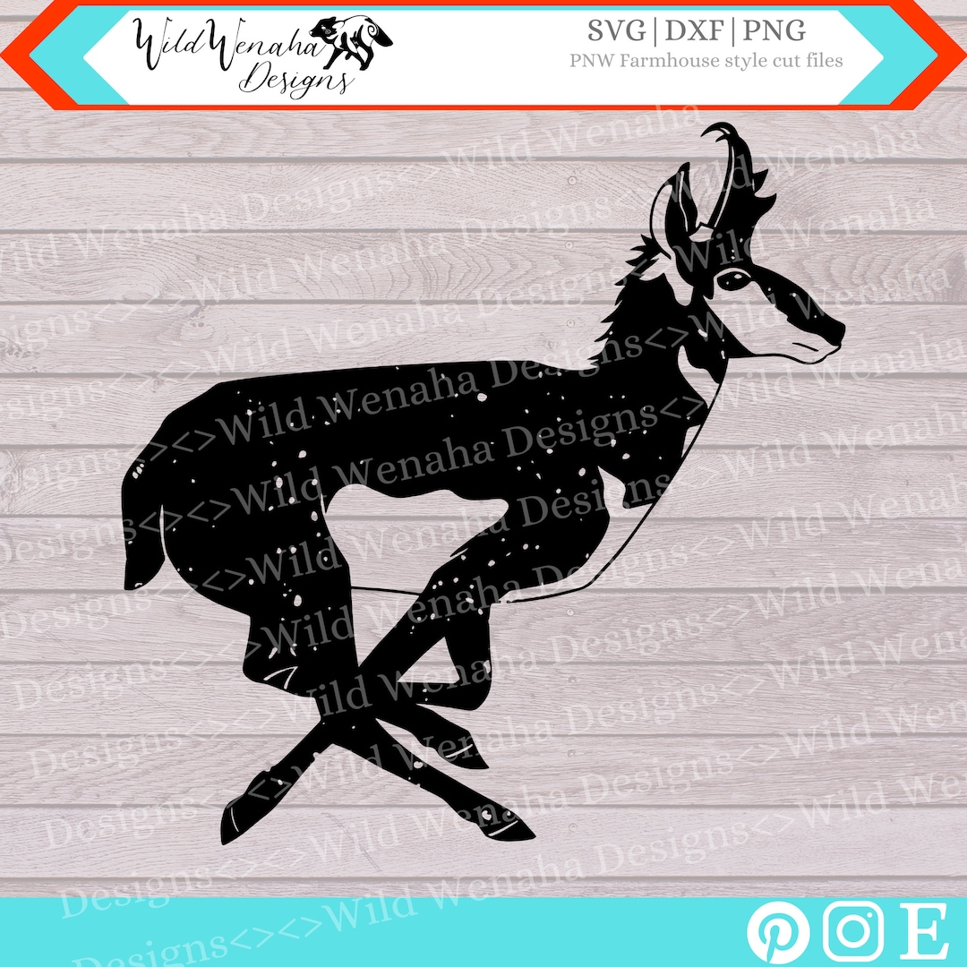 Pronghorn Antelope Vector, Svg, Png, Dxf, Western Clipart, Distressed ...