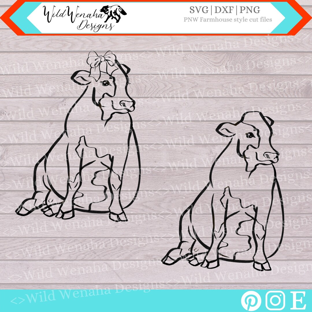 Cow Svg Bundle Cow Png Cute Cow Svg Sitting Cows Bundle SVG/PNG/DXF ...