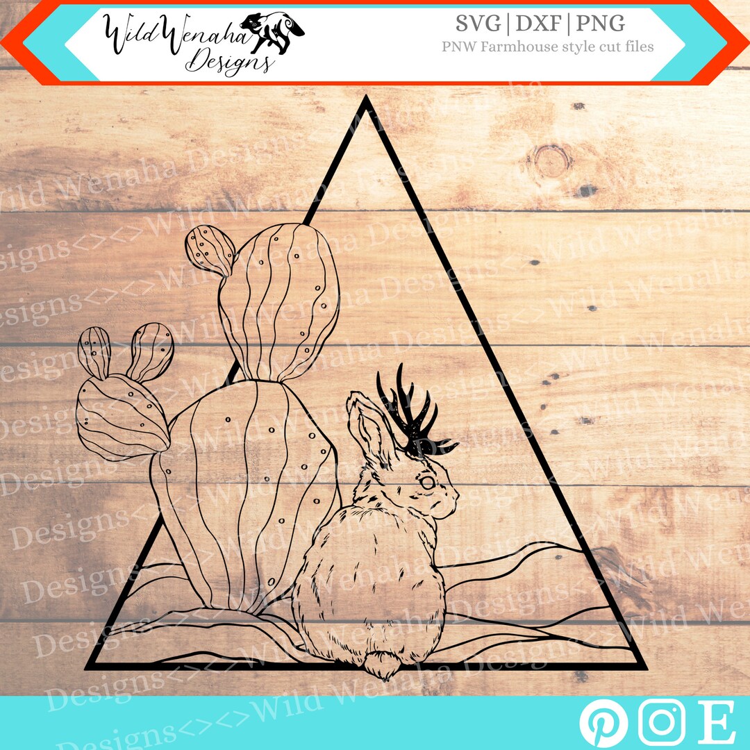 Jack-a-lope Rabbit and Cactus Svg - Rabbit Svg - Jackalope Bunny Png ...