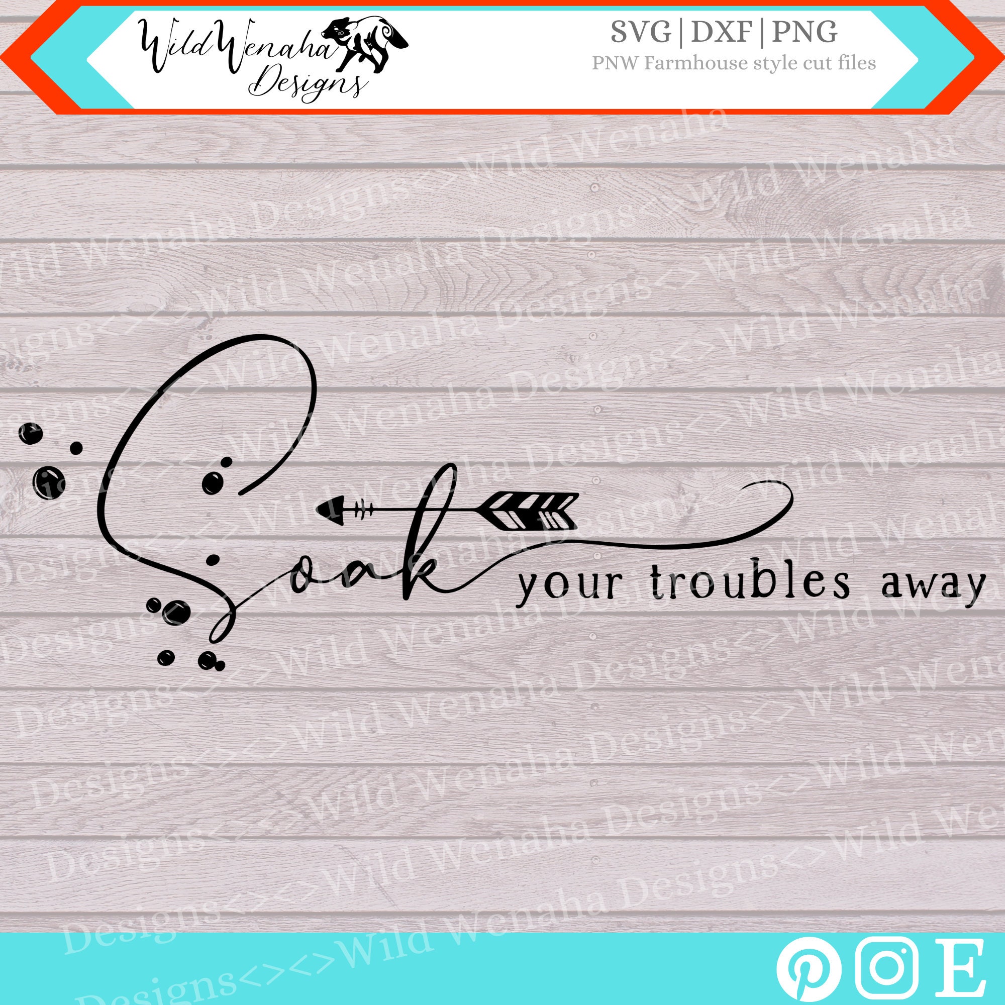 Bathroom Decor Sign Vector, Svg, Png, Dxf File, Soak Your Troubles Away ...