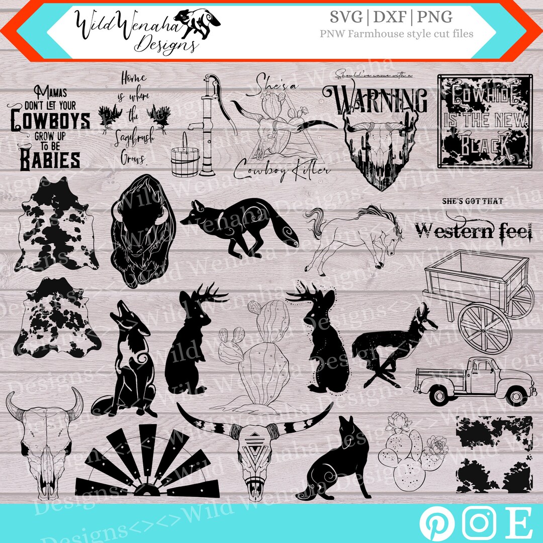 Western and Country Svg Bundle, Southwestern Svg, Png, Dxf, Cute ...