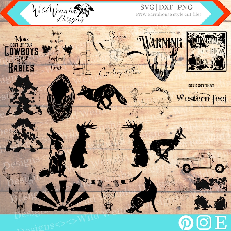 Western and Country Svg Bundle, Southwestern Svg, Png, Dxf, Cute ...