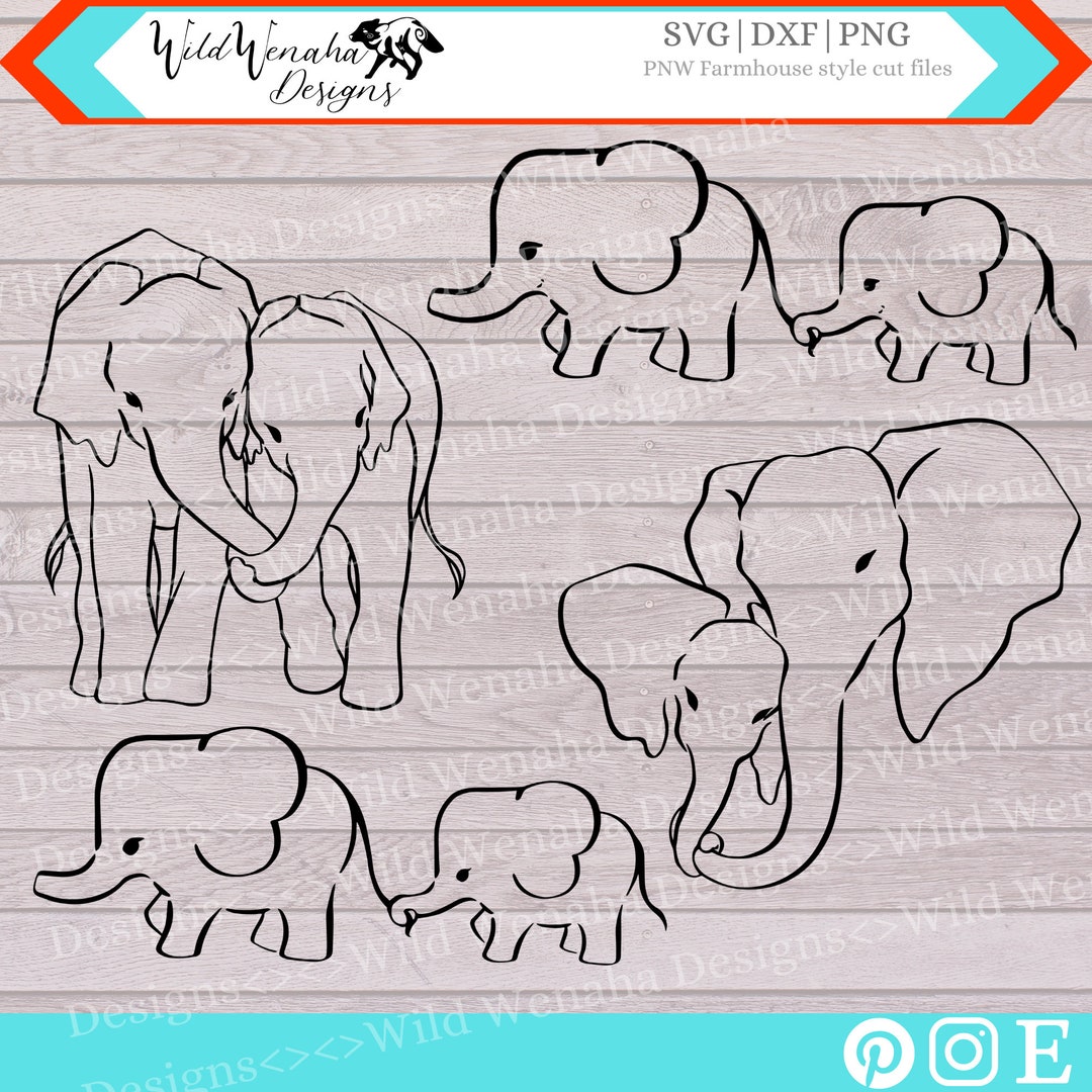 Elephant Svg Bundle - Elephant Clipart - Cute Instant Download File ...