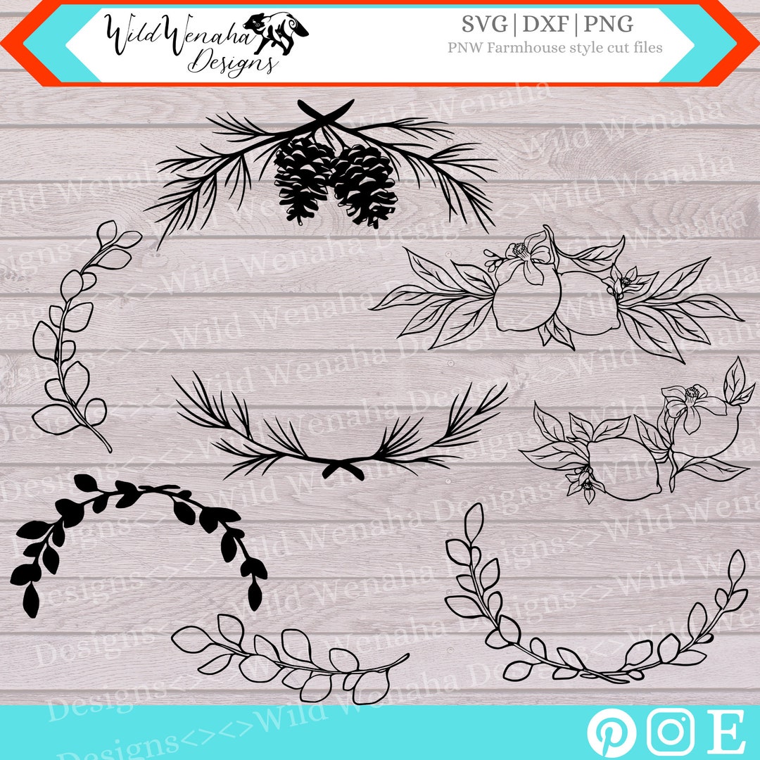 Frame Svg - Botanical Borders Bundle - Eucalyptus Frame Png - Floral ...