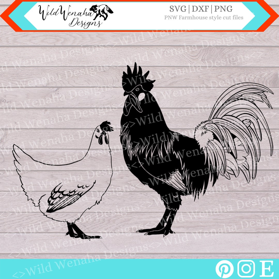 Hen and Rooster Chicken Svg, Vector Craft Supplies, Hen and Rooster Art ...