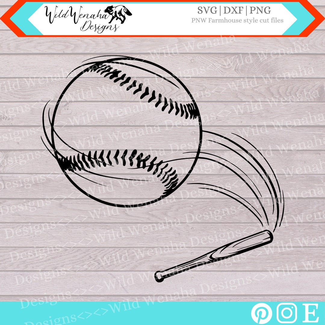 Baseball and Bat Vector, Svg, Png, Dxf File, Swinging Bat, Home Run ...
