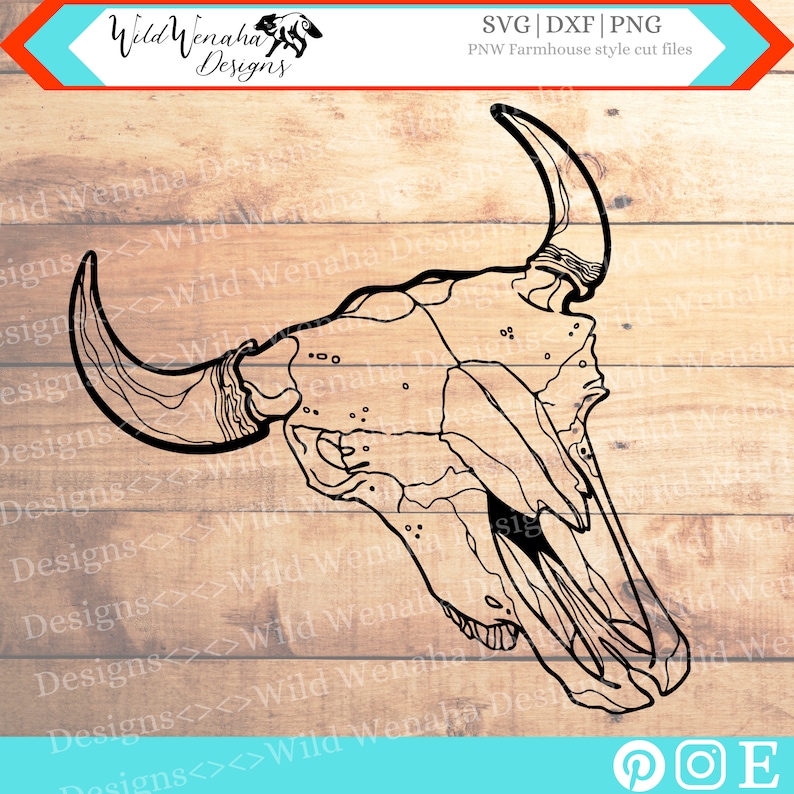Bison Skull Vector Craft File, Animal Clipart, Buffalo Skull Design ...