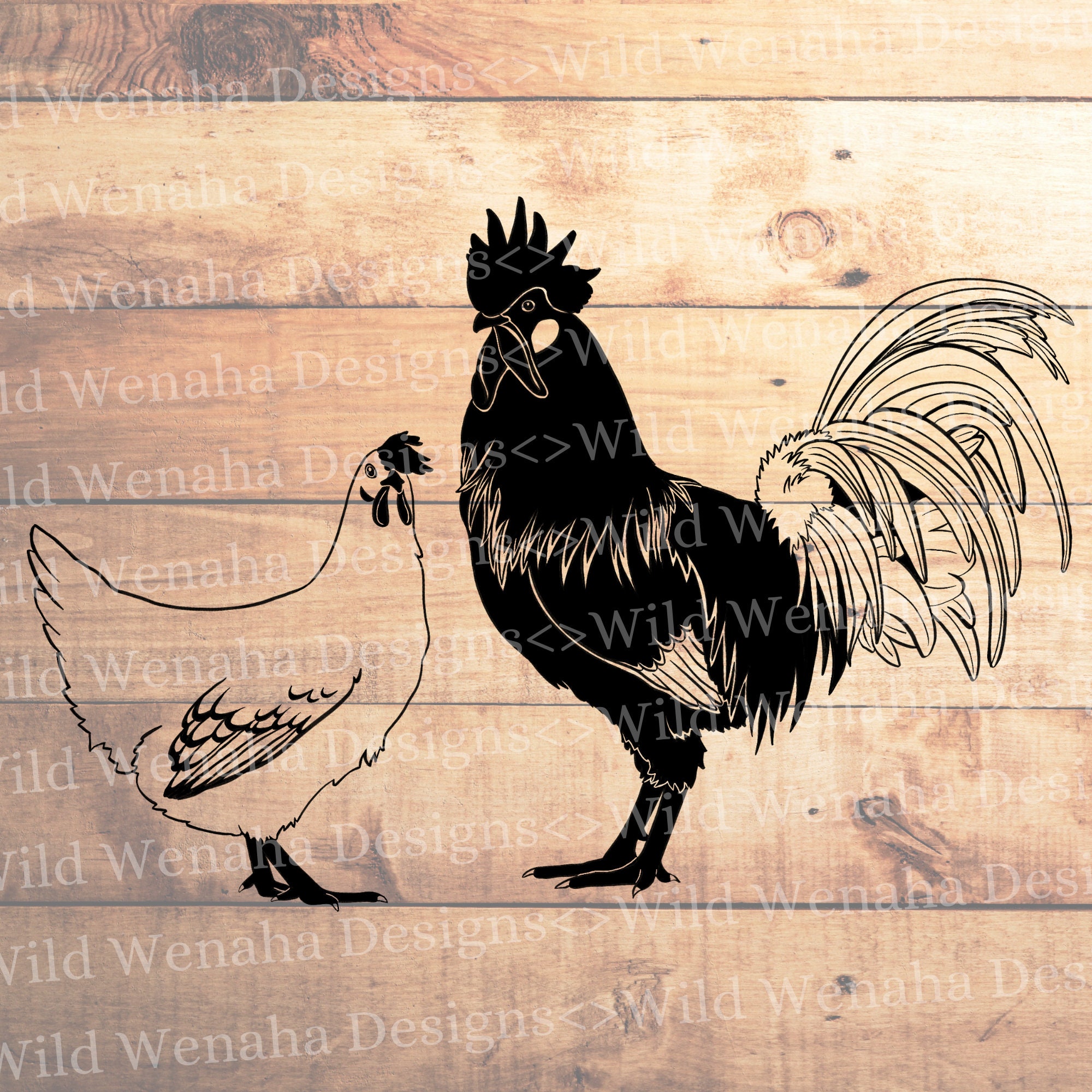 Hen and Rooster Chicken Svg, Vector Craft Supplies, Hen and Rooster Art ...