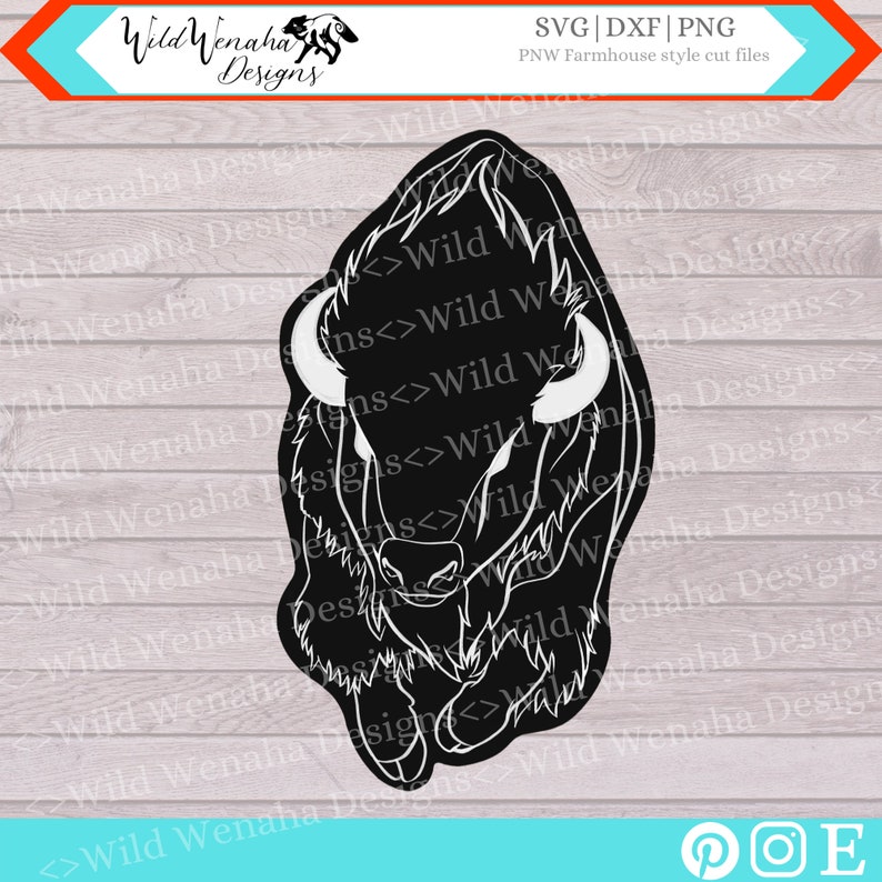 Bison Vector, Craft Supplies, SVG, PNG, Dxf, Clipart, Buffalo Art ...