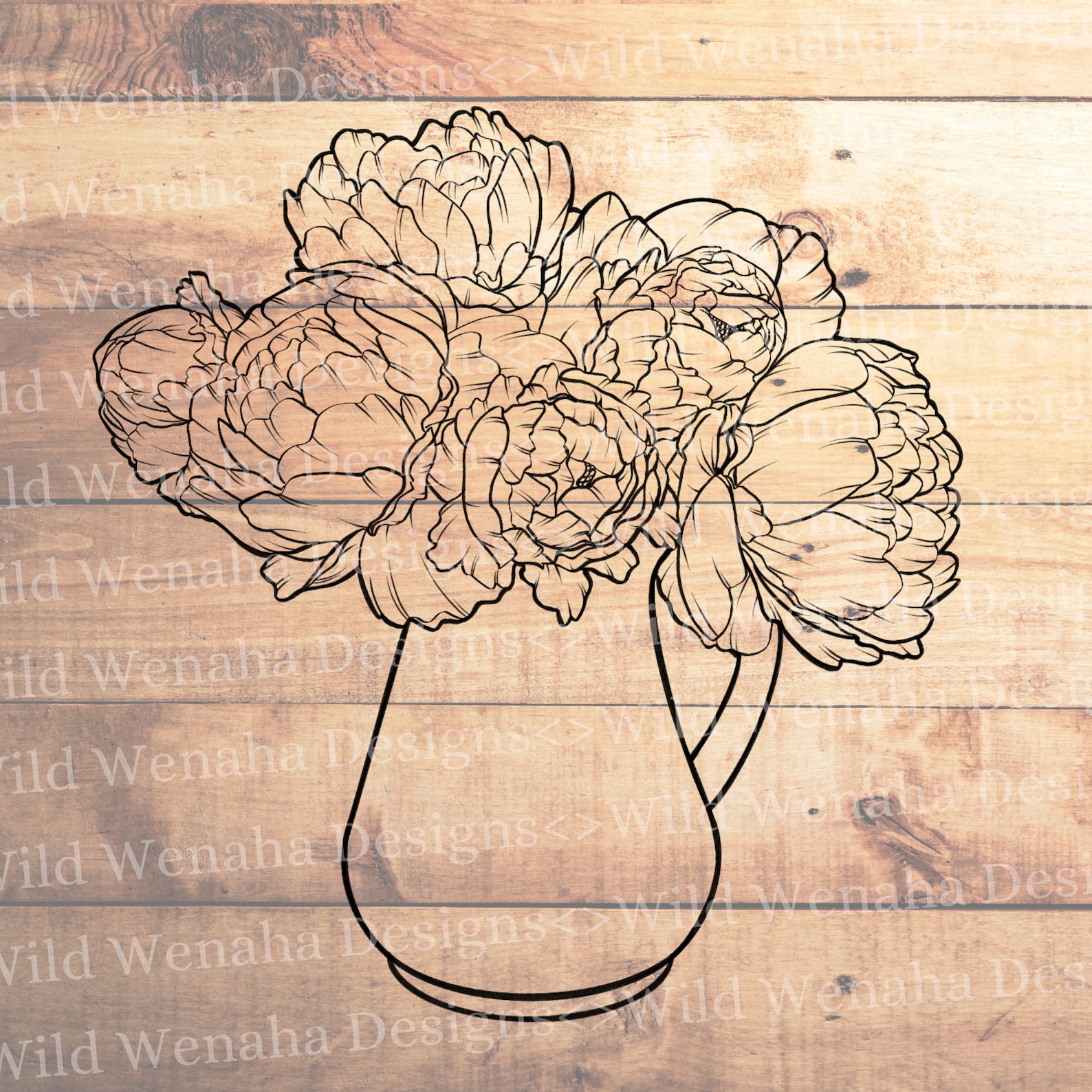 Peony Svg Peony Clipart Pitcher Svg Floral Png Tea Party Clipart ...