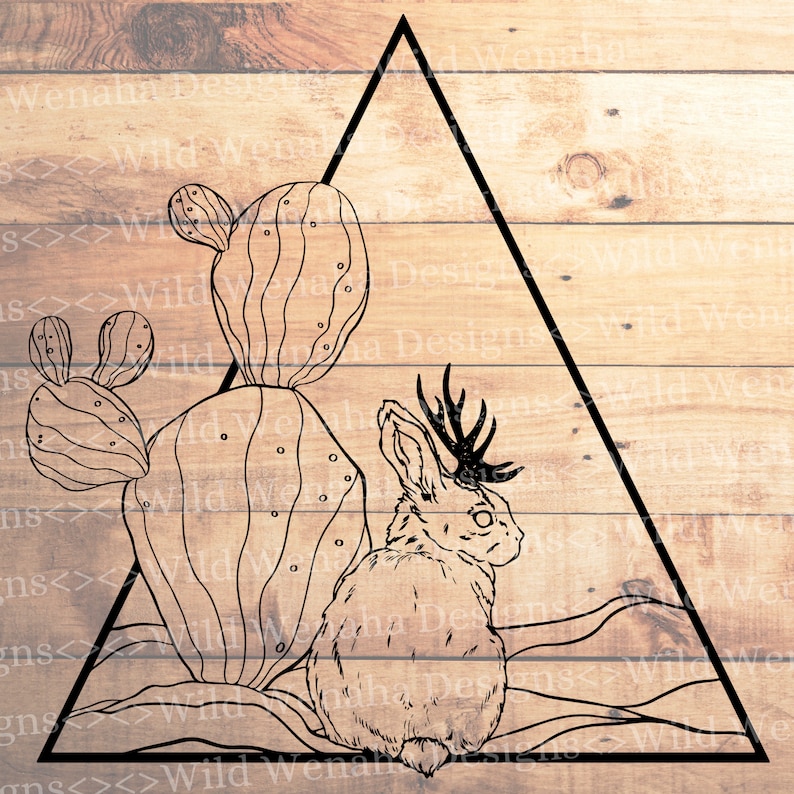 Jack-a-lope Rabbit and Cactus Svg - Rabbit Svg - Jackalope Bunny Png ...
