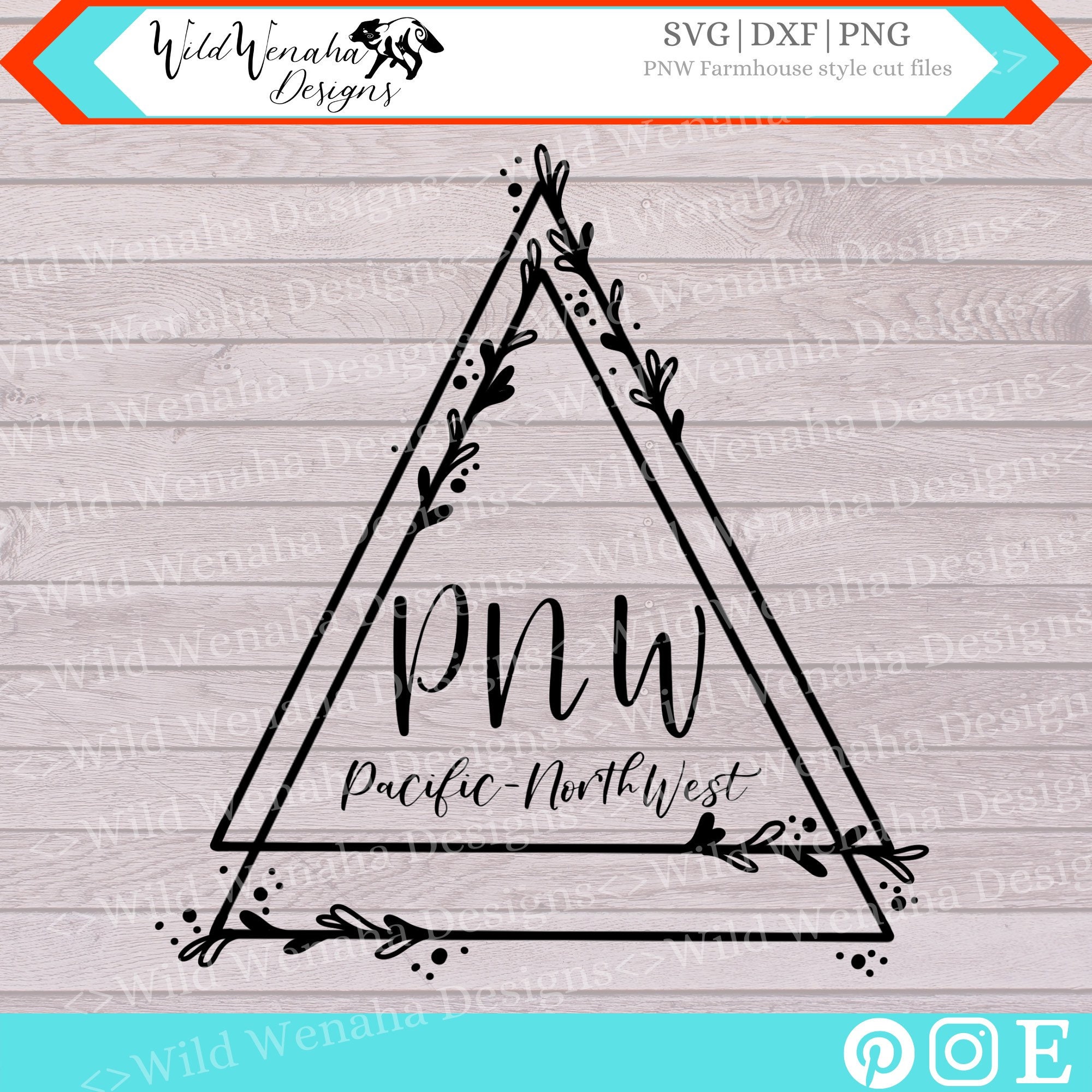 PNW Svg - Botanical Png - PNW Clipart - Triangle Design - PNW Png ...