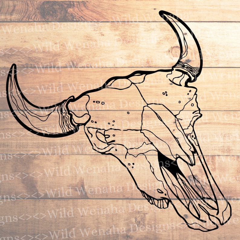 Bison Skull Vector Craft File, Animal Clipart, Buffalo Skull Design ...