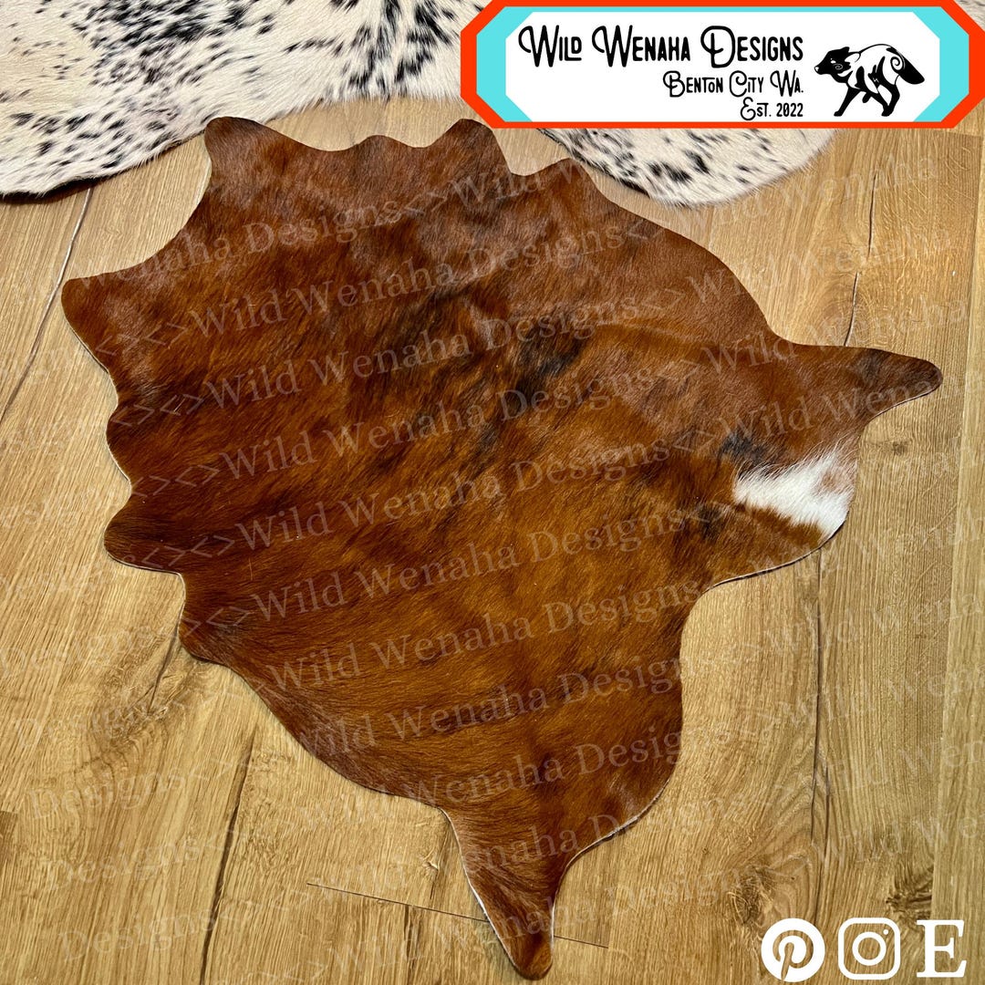 Cowhide Centerpiece Decor, Genuine Hair on Hide Leather Miniature ...