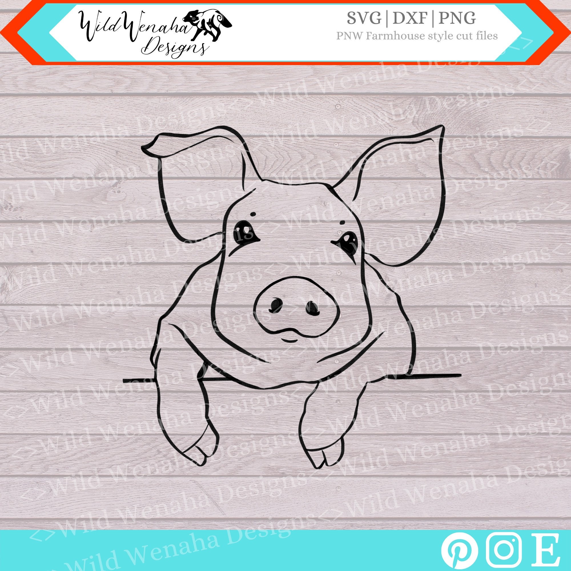Pig SVG - Pig on Fence - Svg - Png - Dxf - Instant Download - Etsy