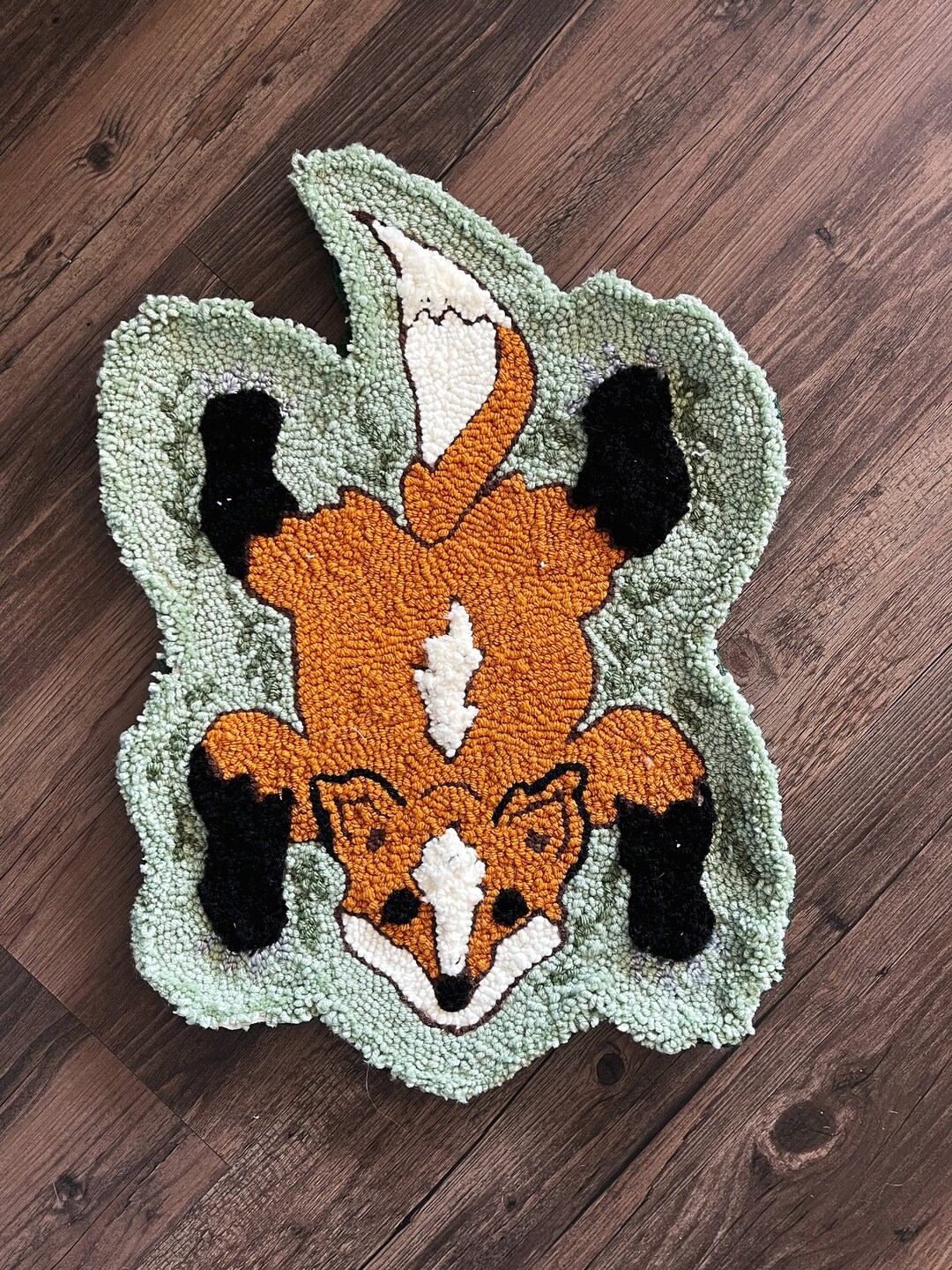 Flat Lay Fox Punch Needle Tufted Wall Hanging Mini Rug - Etsy