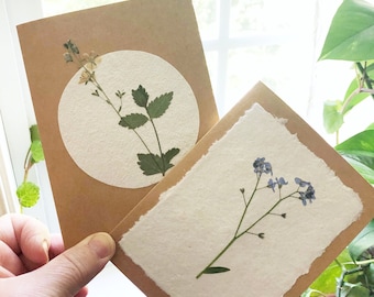 Real Pressed Flower Note Cards With Handmade Paper Random Design ...