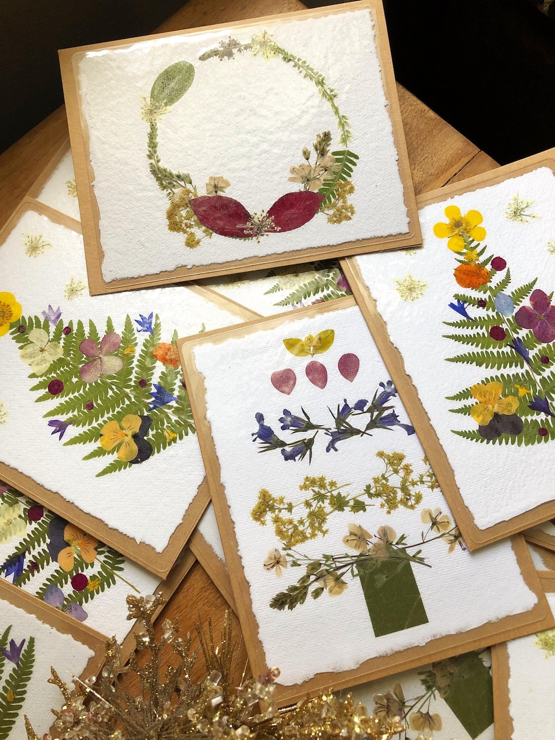 Handmade Pressed Flower Christmas Cards - Etsy