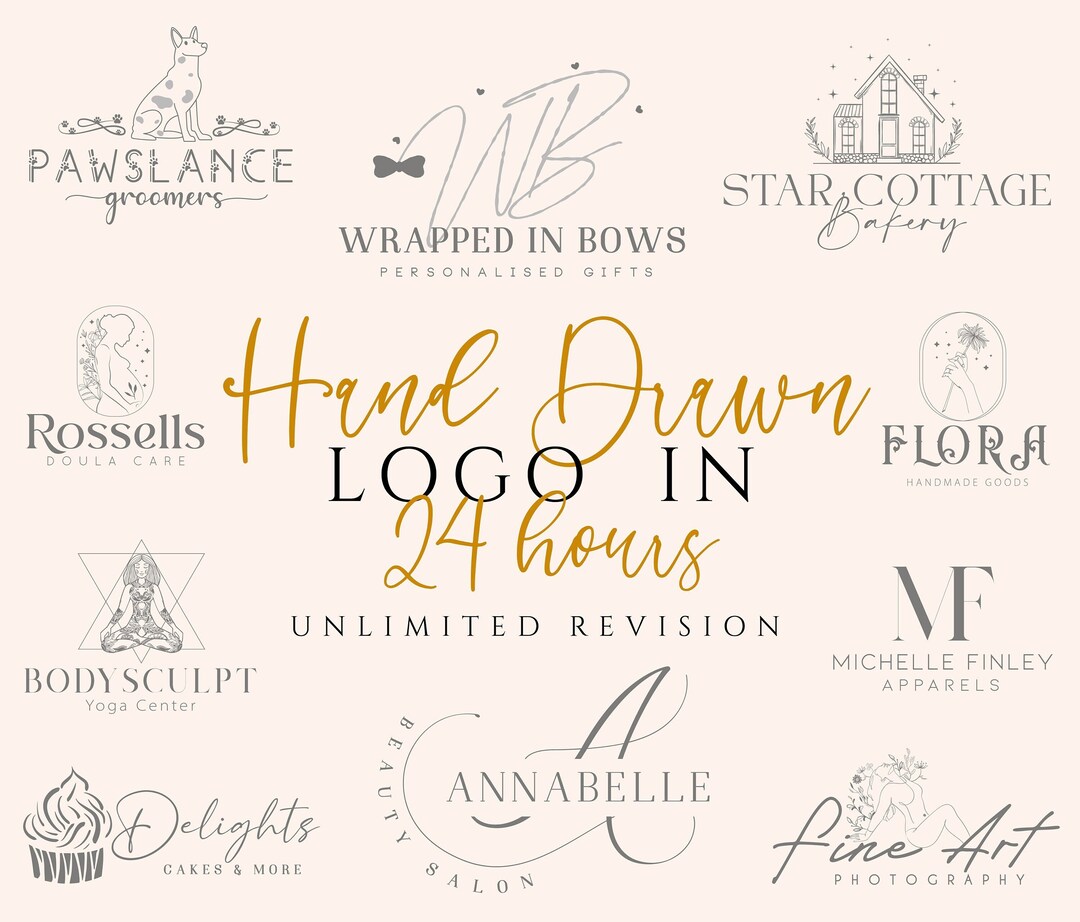 Custom Hand Drawn Logo Design for Business Minimalist Logo Design ...
