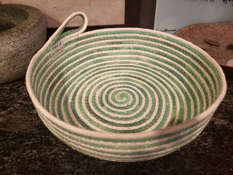 Hand Dyed Coiled Rope Basket | Etsy