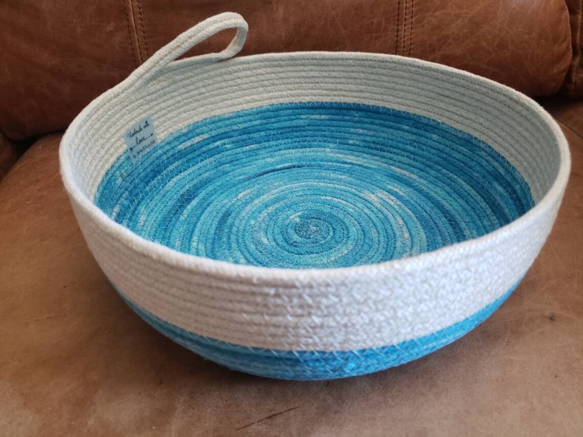 Hand Dyed Coiled Rope Basket - Etsy