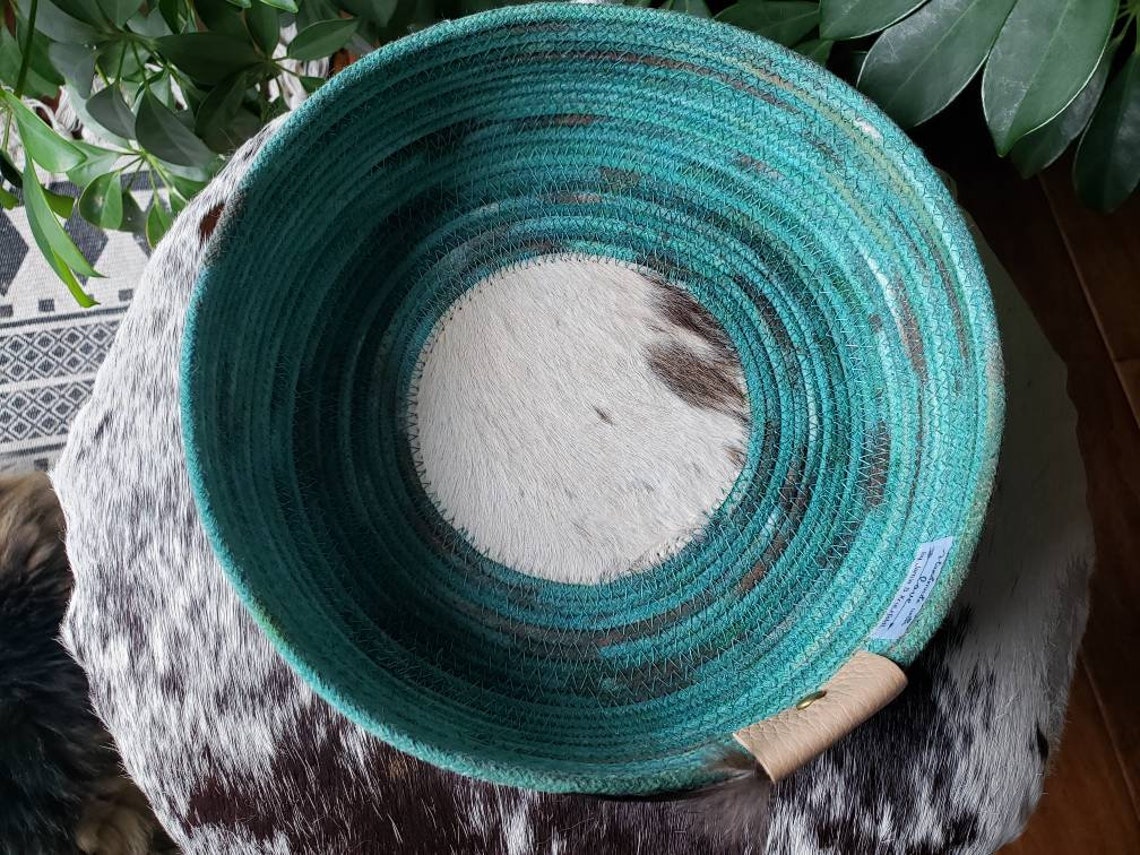 Hand-dyed Coiled Rope Basket - Etsy