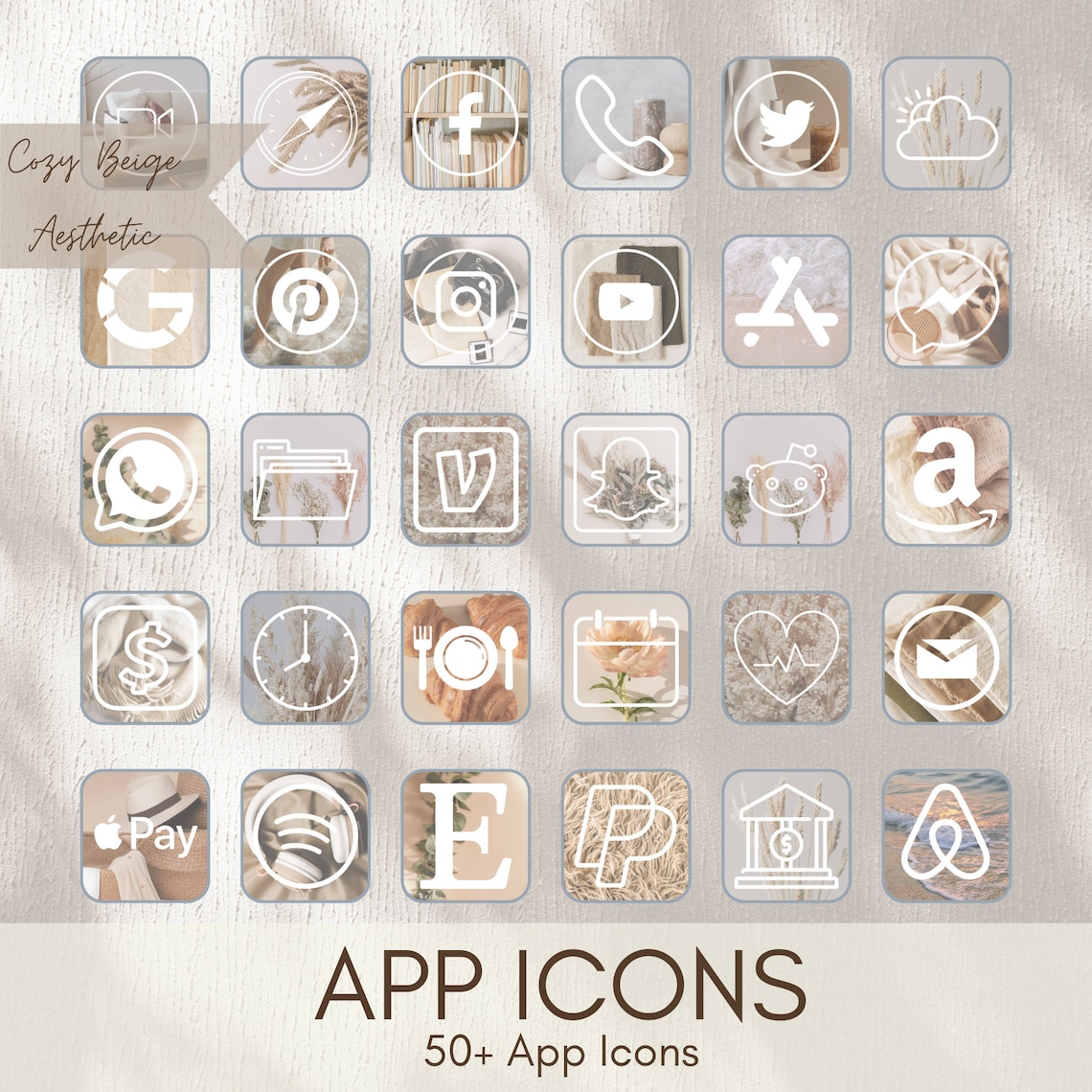 Ios 14 Icons Cozy Beige Aesthetic Icons Neutral App Icons Ios - Etsy