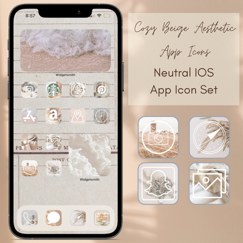 Ios 14 Icons Cozy Beige Aesthetic Icons Neutral App Icons Ios - Etsy