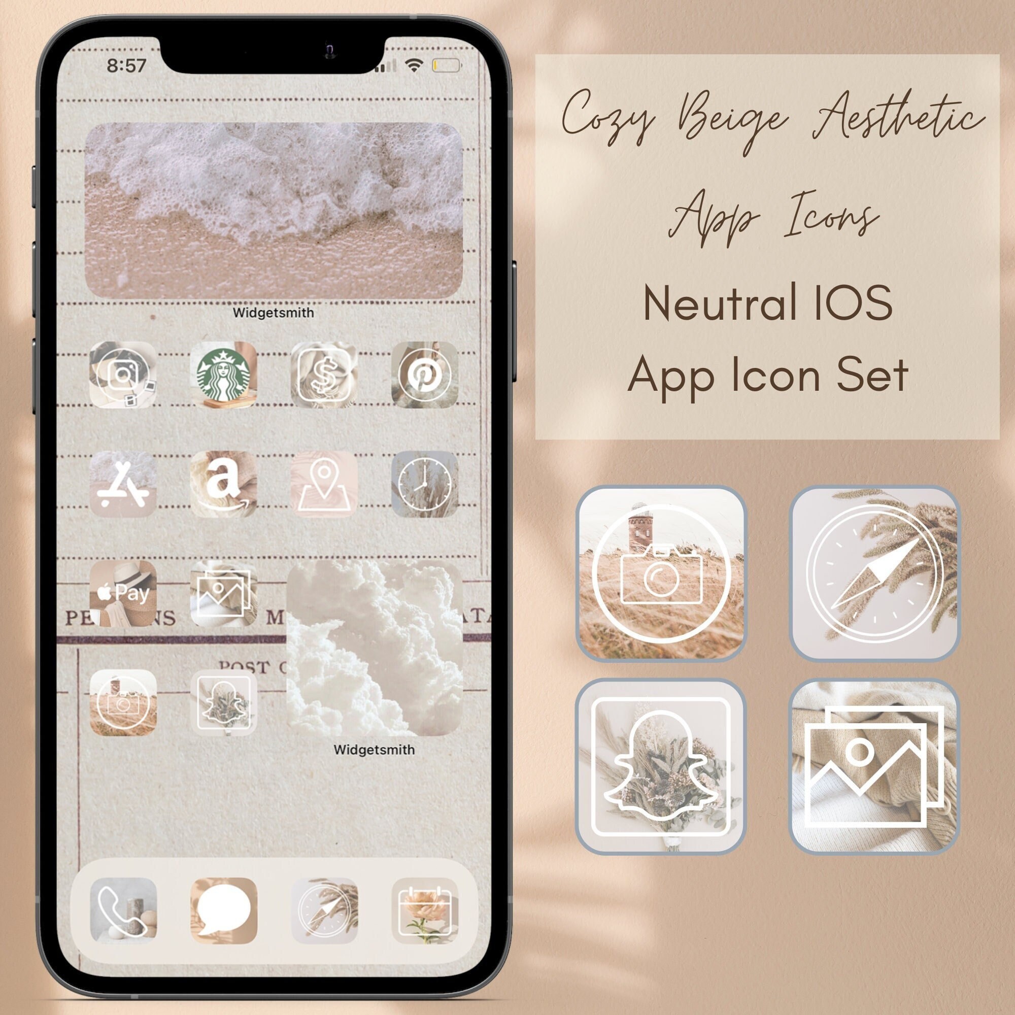 Neutral Beige Aesthetic Ios 17 App Icons Elegant Minimalist Custom Icon Set for a Clean Look - Etsy