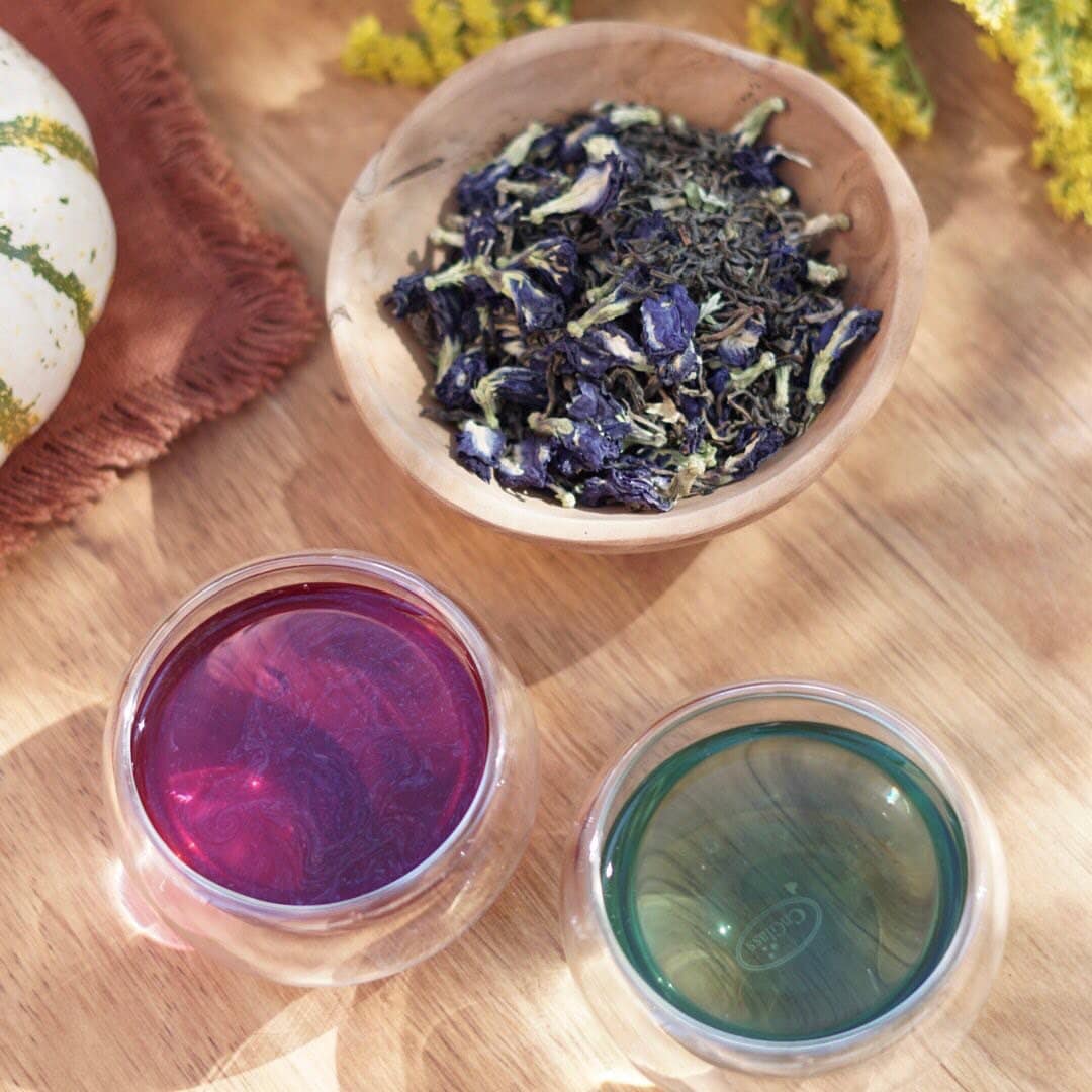 Loos Leaf JASMINE & BUTTERFLY Pea Flower Green Tea Handmade Tea Color ...
