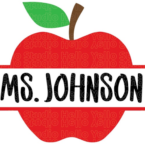 Apple Name Frame Svg Apple Split Monogram Teacher Svg - Etsy