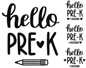 Hello Pre-k Svg, Back to School Svg, First Day of School Svg, School ...