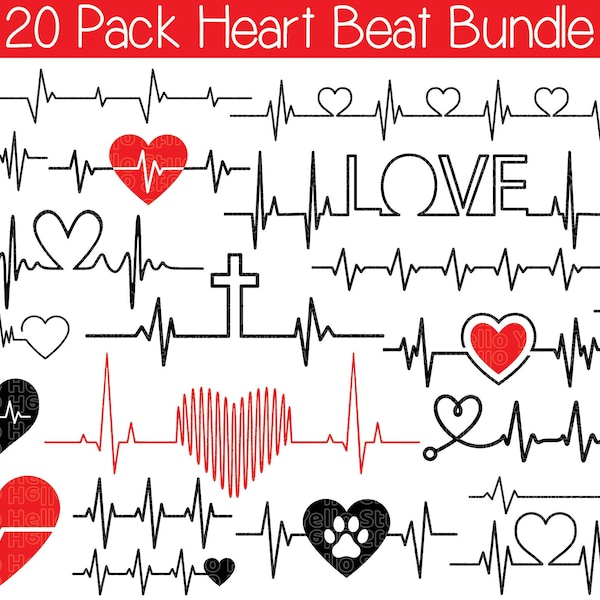 Heartbeat Line SVG Files ECG EKG Cut Files Healthcare Vector Files ...