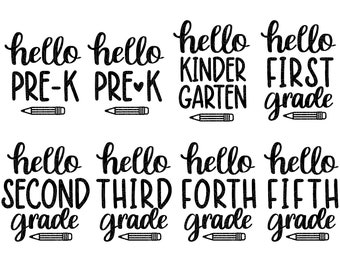 Hello Pre K Svg Bundle Back to School Svg First Day of | Etsy