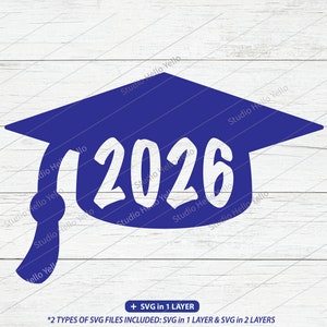 Blue 2026 Graduation Cap Svg Png Dxf Senior 2026 Svg Class of 2026 Svg ...