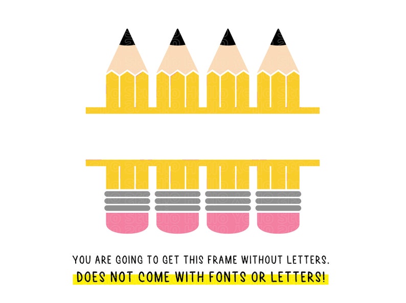 Pencil Name Frame Svg, Pencil Split Monogram Frame, Teacher Svg, School ...
