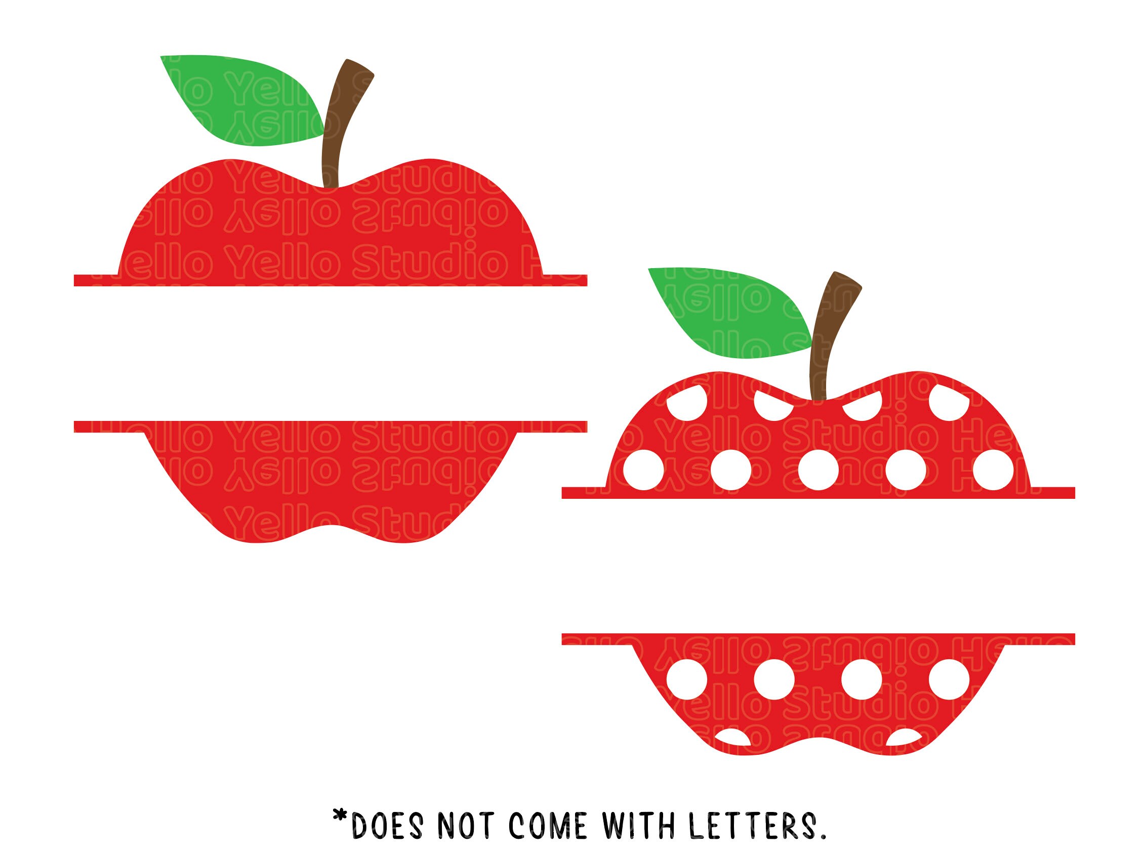 Apple Name Frame Svg Apple Split Monogram Teacher Svg - Etsy