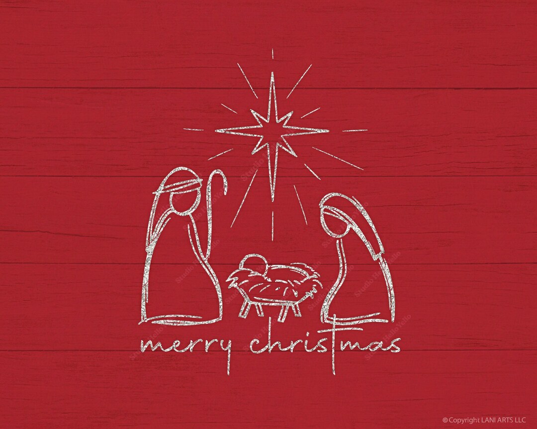 Nativity Scene Svg Png Dxf Hand Drawn Christian Christmas - Etsy