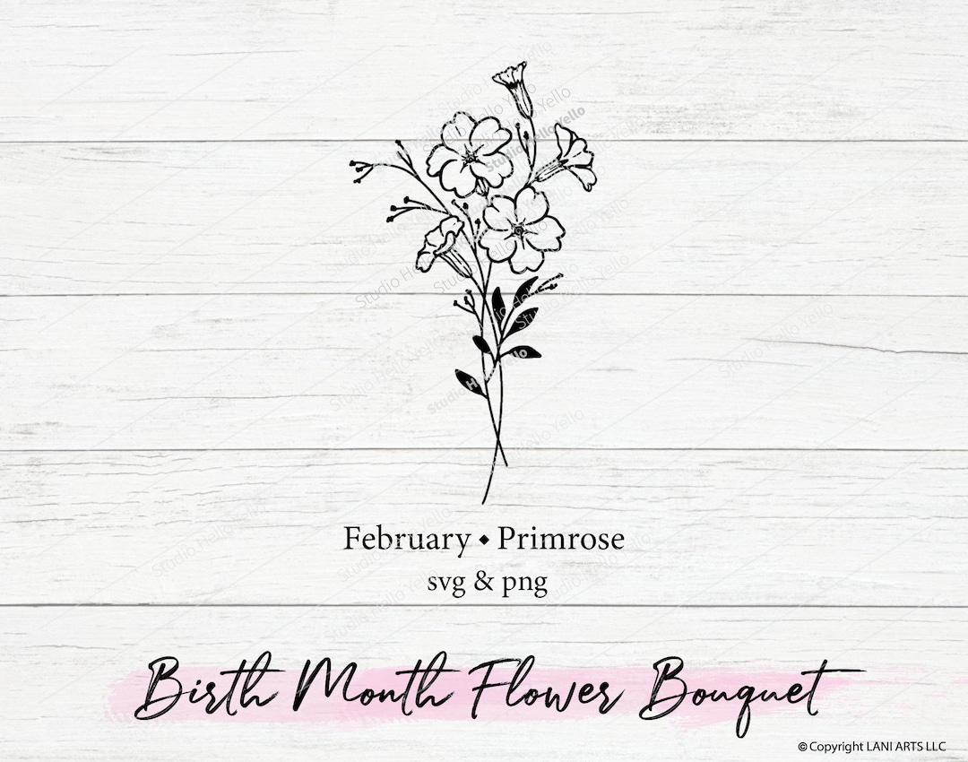 Birth Month Flower Bouquet Svg | February Primrose | Flower Svg Floral ...