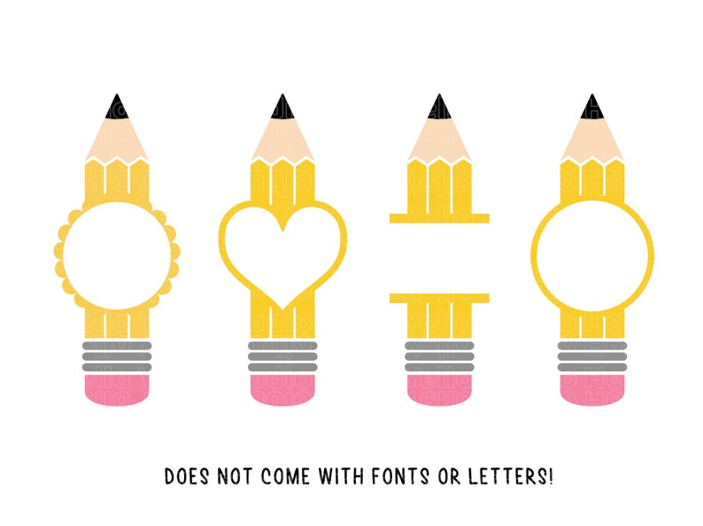 Pencil Name Frame Svg Bundle, Pencil Svg Bundle, Pencil Split Monogram ...