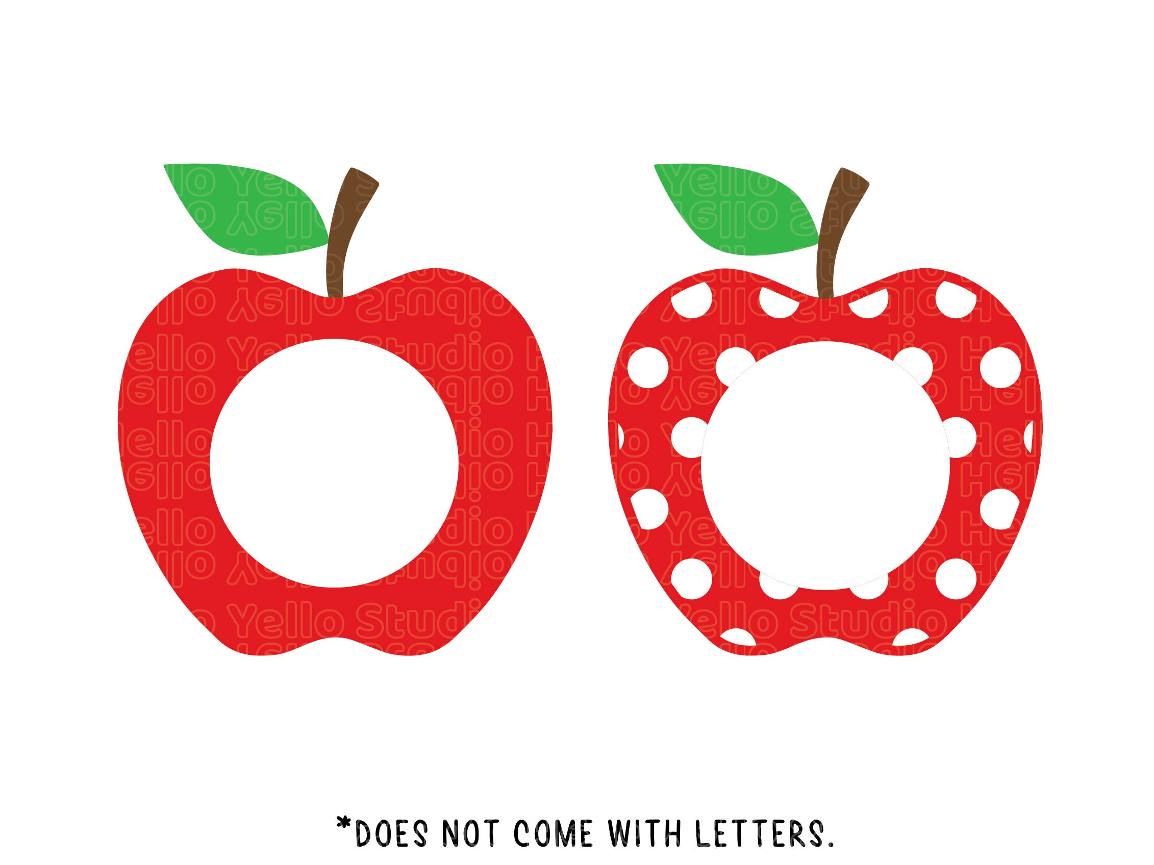 Apple Name Frame Svg Apple Circle Monogram Frame Teacher | Etsy