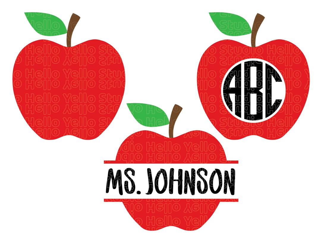 Apple Name Frame Svg Bundle, Apple Svg, Apple Clipart, Apple Monogram ...