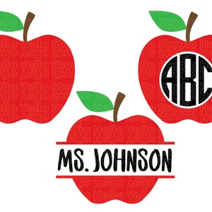 Apple Name Frame Svg Bundle, Apple Svg, Apple Clipart, Apple Monogram ...
