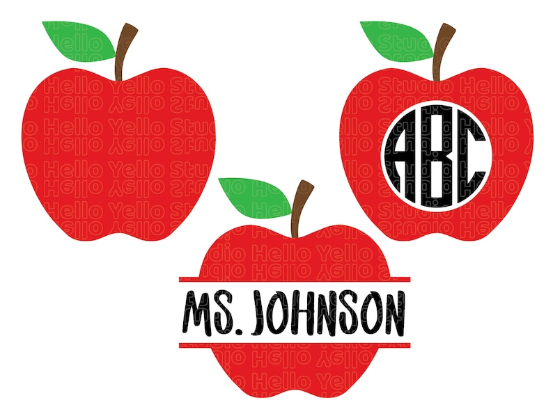 Apple Name Frame Svg Bundle, Apple Svg, Apple Clipart, Apple Monogram ...